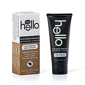 Hello Oral Care Activated Charcoal Fluoride Whitening Toothpaste, Vegan & SLS Free, 4 Ounce (Pack of 1)