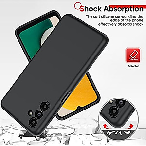 LeYi for Samsung Galaxy A13 5G Case: A13 5G Case with 2 Pack Tempered Glass Screen Protector for Women Men, Liquid Silicone Slim Silky-Soft Protective Phone Case for Samsung A13, Black