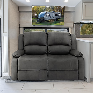 RecPro Charles 58" Double Recliner RV Sofa | Zero Wall Loveseat for Camper | Wall Hugger Couch | Fifth Wheel Theater Seating | Upgraded 2023 Fabric (Gunmetal)