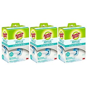 Scotch Brite Toilet Scrubber Refills 3 Boxes of 10 Each Value Bundle Pack Click N Flip