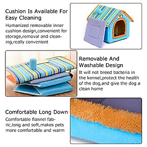 SHIZLIN Warm and Comfortable Dog Cat House Removable and Washable Dogs Cats Cave Plush Dog Cat Bed(Pink,Medium)