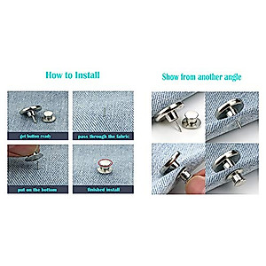 E-Uli Instant Buttons Replacement Removable Button 8 Pcs No Sew Buttons for Jeans Pants,Crafts DIY Clothes (Size: 17mm)