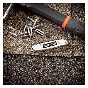 Sheffield 12245 Mini Retractable Utility Knife | Mini Boxcutter, Metal Body, Classic Style, Comes with a Chain that Allows It to Hook on to a Key Ring | Cuts Boxes, Twine, etc. | Useful for Many Jobs