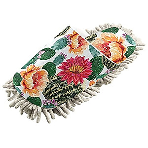Floral Summer Tropical Cactuses Succulents Mop Slippers Shoes Cover for Floor Cleaning Washable Dust Hair Dirty Cleaners Microfiber Mop Socks for Office House Kitchen