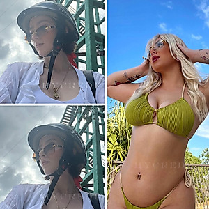 Hycredi Rimless Rectangle Sunglasses Men Women Retro Frameless Square Shade Y2k Sun Glasses Tinted Eyewear-Clear+Brown+Gray