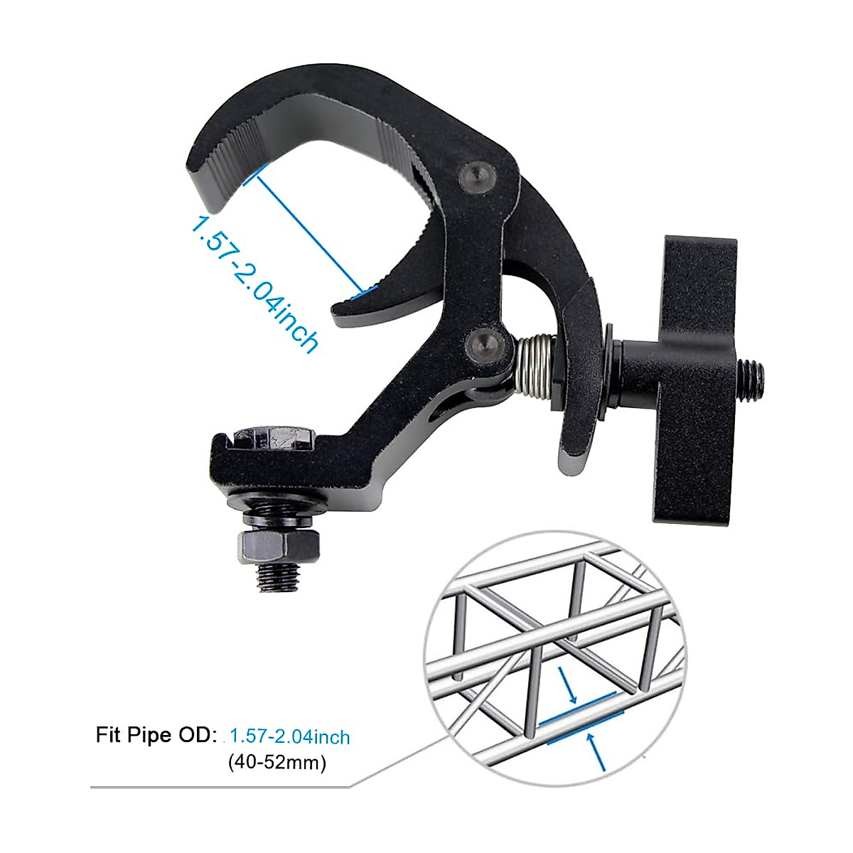 V-Show DJ Light Truss Clamps - C Clamp Mounting Truss Bracket Hook Clamp, Heavy Duty 330lb Aluminum Alloy Truss Clamp for DJ Par Light Fits 1.57-2.04 Inch Truss (4 Pack)