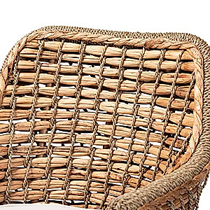 Baxton Studio Kyle Modern Bohemian Natural Brown Woven Rattan Dining Arm Chair with Cushion
