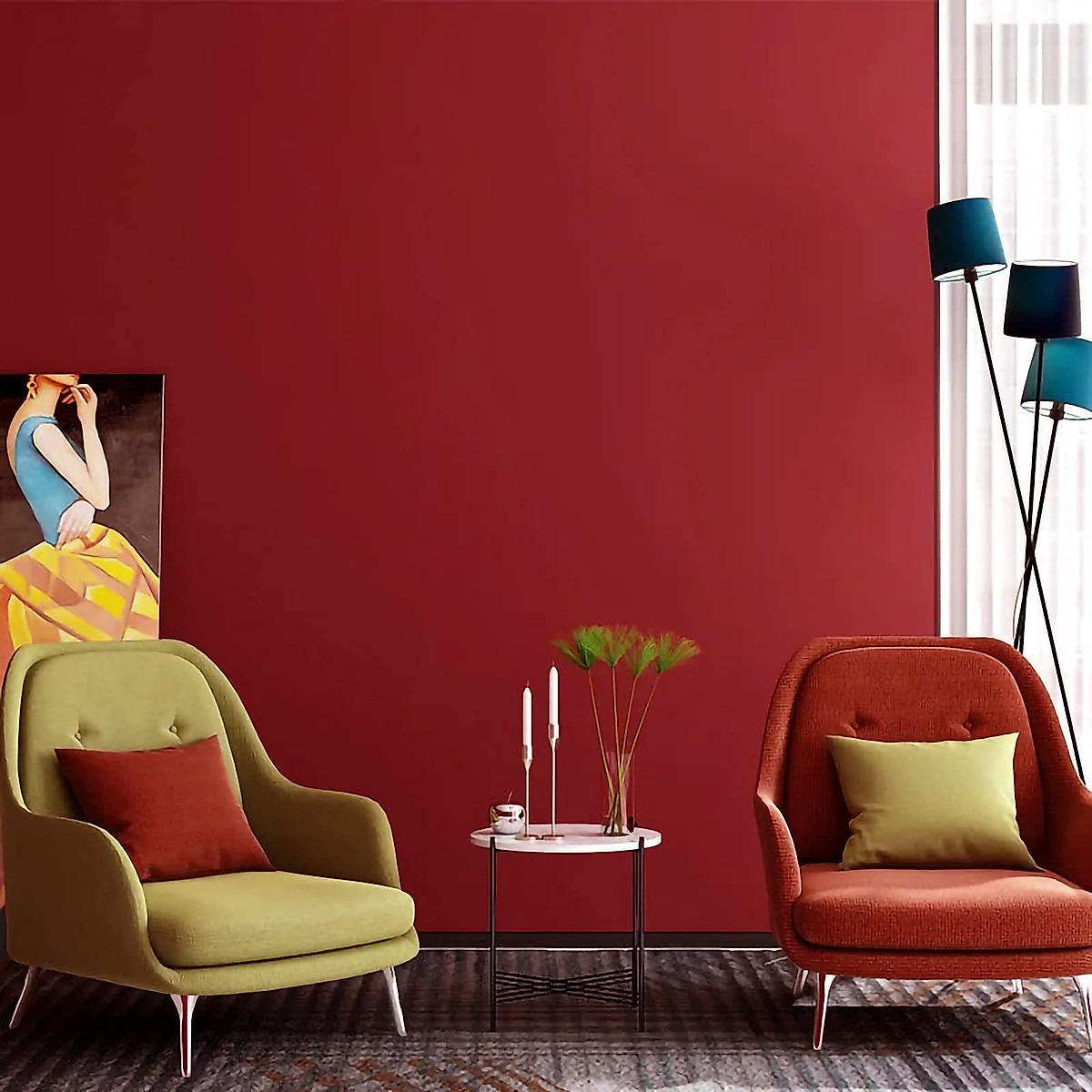 Micpolo 15.7" x 118" Thicken Red Wallpaper Red Contact Paper Solid Color Peel and Stick Wallpaper Matte Red Contact Paper for Cabinets Self Adhesive Wallpaper for Kitchen Countertops Wall