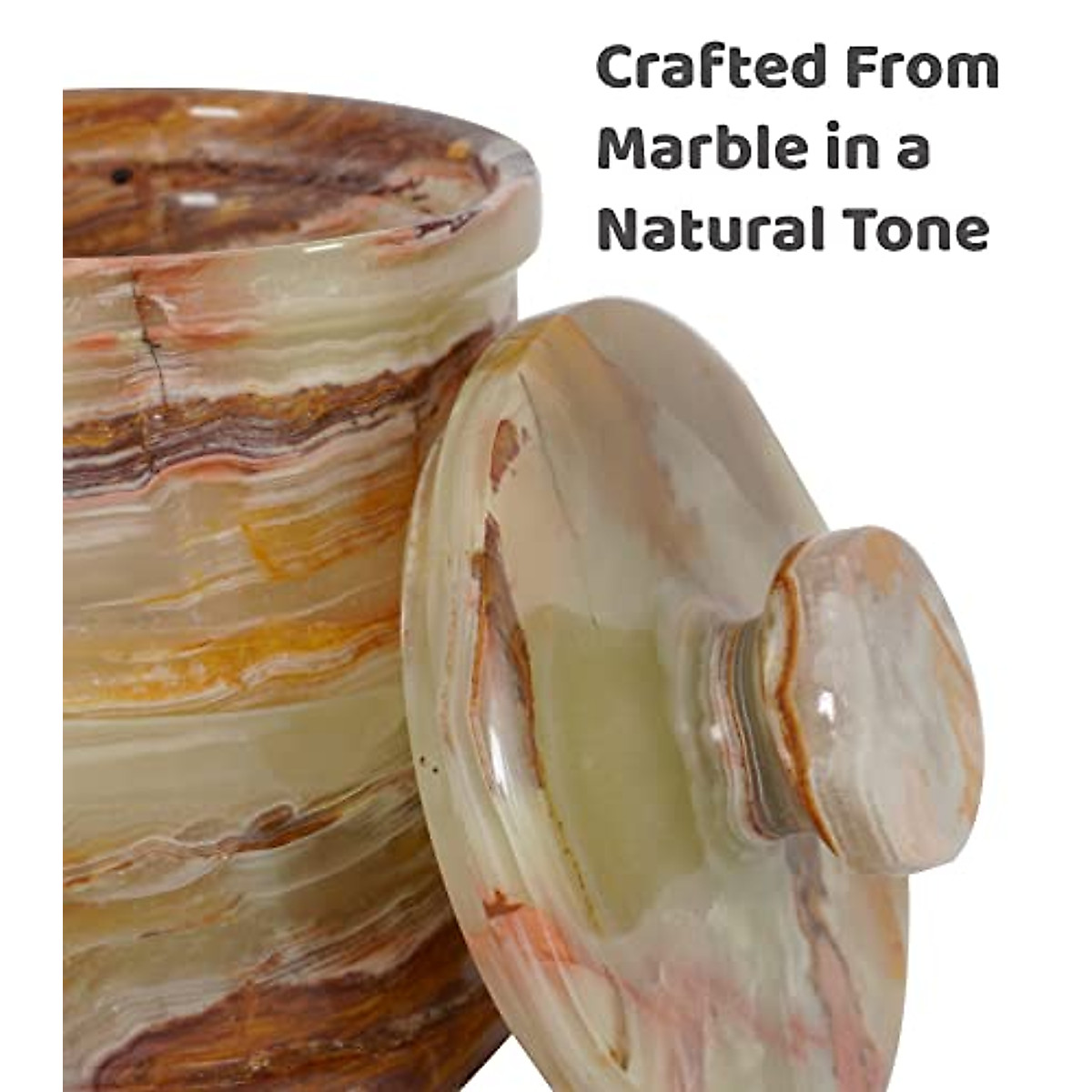 Radicaln Salt & Pepper Bowl – 5” Handmade Marble Green Onyx Dual Salt Cellar With Lid – 2” Each Brown Sugar Butter Keeper Spice Herbs Container Kitchen Accessories