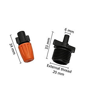 VIEUE Garden Drip Irrigation System Accessories Orange 360 Degree Atomizing Nozzle, with 1/2 Inch Male Flat Connector, Garden Irrigation Spray Atomizing Nozzle 5 Pcs