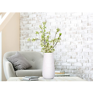 D'vine Dev 10 Inch Textured White Elegant Oval Ceramic Vase for Flowers, Home Décor Vase with Design Box, VS-LD-B-3