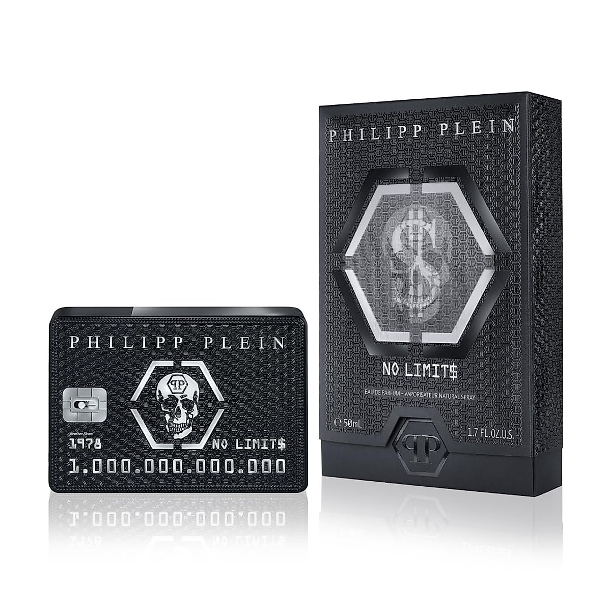 Philipp Plein – Eau de Parfum No Limits 50 ml – Parfum Homme – Notes Orientales et Boisées – Un Tatouage Olfactif Indélébile et Sensuel – Boisé Oriental – Flacon en Verre Laqué Noir