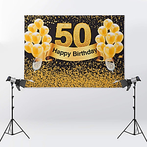 Amosfun 1pc 50 Years Old Background Cloth Merry Birthday Banner Decorative Birthday Backdrop Birthday Backdrop Cloth Happy Birthday Decor Happy Birthday Backdrop Decorative Items Vinyl