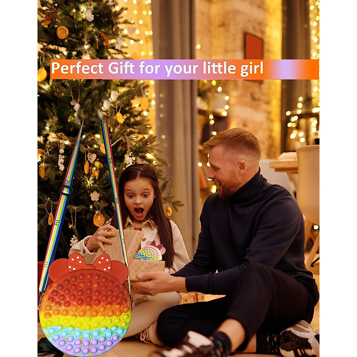 Pop Purse It Crossbody Girl, Lady Handbag, Large Pop Shoulder Purse for Kids(Cylinder Blue)