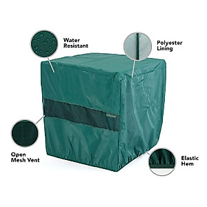 Covermates Square Patio Accent Table Cover - Patio Outdoor Furniture Cover, Water Resistant Outdoor Ottoman/Side Table Cover, Classic 12-Guage Vinyl, 18W x 18D x 18H, Green