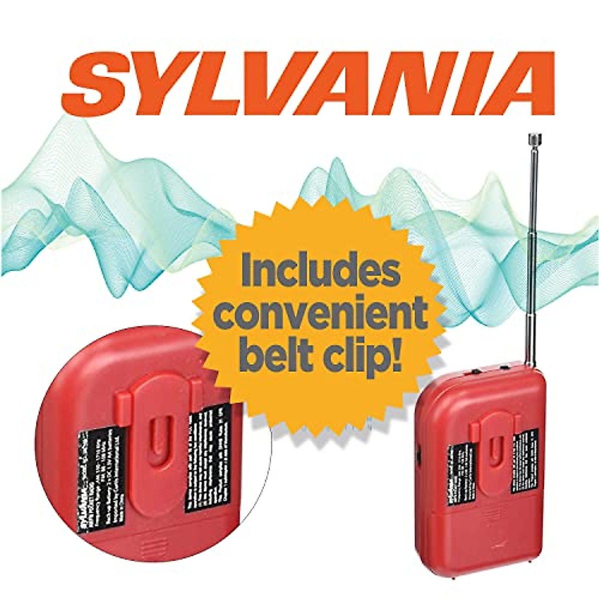 Portable AM/FM Pocket Radio With Built-In Speaker, Red