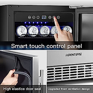 BODEGA Beverage Cooler 15 Inch, Built-in and Freestanding Beverage Refrigerator 100 Cans, Stainless Steel Under Counter Beverage Fridge Perfect for Soda, Water, Beer