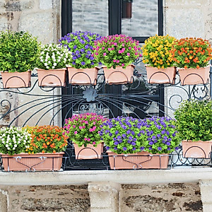 AIOR 10 Bundles Artificial Flowers, UV Resistant Fake Flowers Plastic Greenery Shrubs Plants for Floral Arrangement, Hanging Pots, Home Garden Decor Graduation (Yellow)