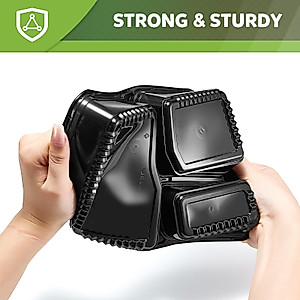 Meal Prep Containers Reusable【3 Compartment 34oz】50 Pack Food Prep Containers with Lids, Disposable To Go Containers, Plastic Food Storage Containers with Lids For Lunch/Deli/Takeout/Leftover