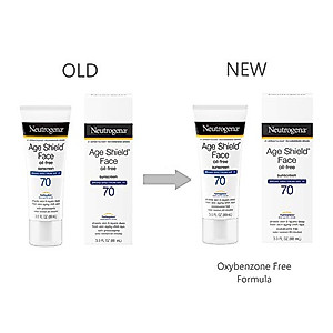 Neutrogena Age Shield Anti-Oxidant Face Lotion Sunscreen with Broad Spectrum SPF 70, Oil-Free & Non-Comedogenic Moisturizing Sunscreen to Prevent Signs of Aging, 3 fl. oz (Pack of 2)