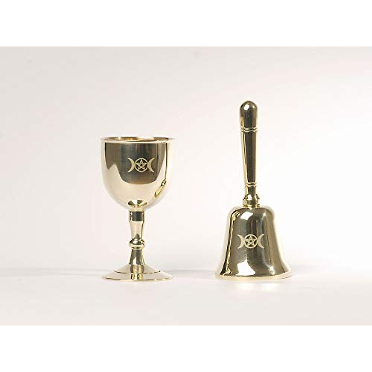 Gbrand Mini Altar Bell and Altar Chalice, Triple Moon Goddess and Pentagram Wiccan Supplies and Tools, Altar Ritual Kit