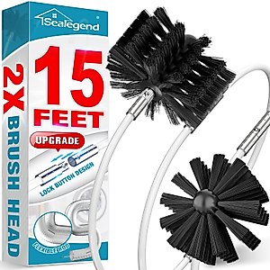 Sealegend 15 FEET Dryer Vent Cleaner Kit Double Synthetic Brush Head Upgraded Flexible Quick Snap Brush with Drill Attachment Extend Up to 15 FEET for Easy Cleaning Use with or Without a Power Drill