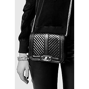 Rebecca Minkoff Chevron Quilted Small Love Crossbody, Silver/Gold