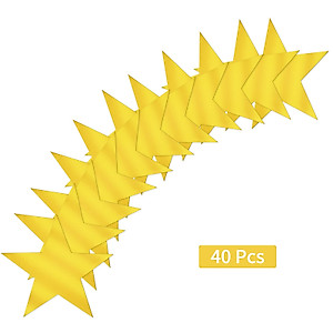 40 Pcs Metallic Star Cutouts Double Printed Paper Stars Decoration for Wedding Party Movie Night Party Supplies Bulletin Board Classroom Wall Party Decorations (Gold)