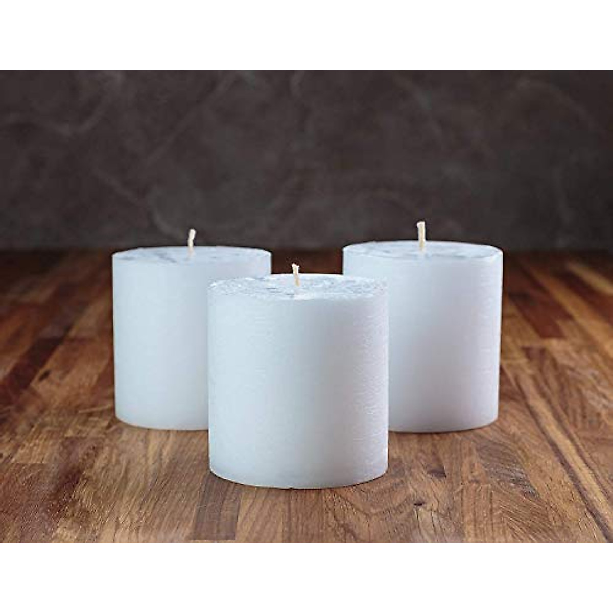 Set of 3 Pillar Candles 3" x 3" Unscented Handpoured Weddings, Home Decoration, Restaurants, Spa, Church Smokeless Cotton Wick - White