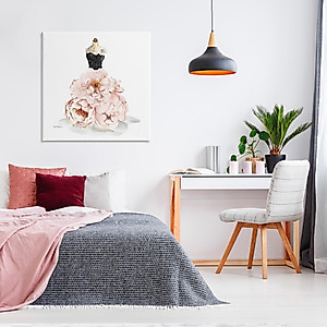 Stupell Industries Pink Peonies Floral Dress Black Corset Fashion Mannequin, Designed by Carol Robinson Canvas Wall Art, 36x36