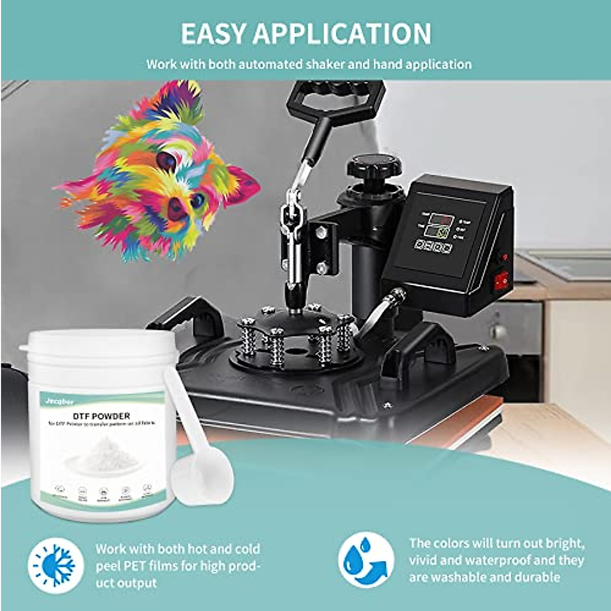 DTF Powder White Digital Transfer Hot Melt Adhesive, 400g/14oz DTF Pretreat Powder for DTF Printer Direct Print on All Fabric Include Jeans Cotton T Shirt Textile etc