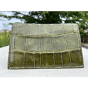 Double side Moss Green Crocodile Alligator leather skin Credit Cardholder, leather credit cardcase, leather creditcard cover
