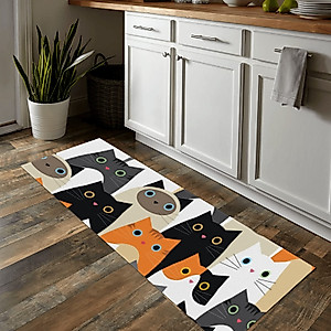 Cute Cat Funny Kitchen Mat and Rug, Floor Mat Anti-Slip Rugs for Kitchen, Floor Home, Office, Sink, Laundry