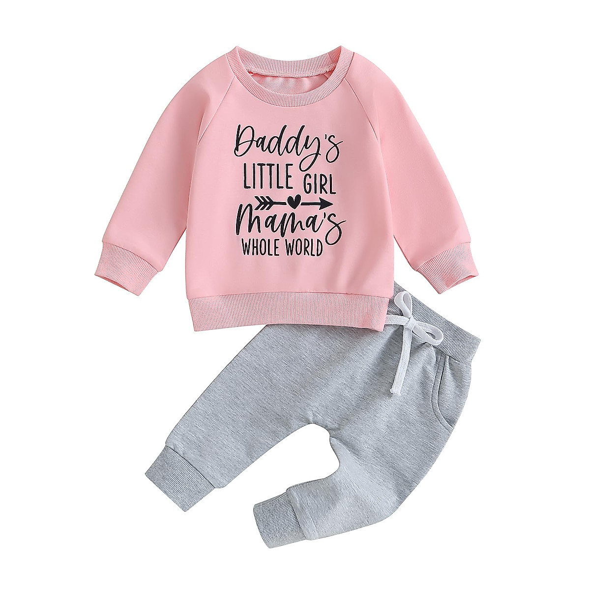 FIOMVA Daddys Girl Baby Clothes Toddler Sweatshirt Pants Outfit Fall Winter Long Sleeve Top Clothes Infant 2 Piece Set (D Daddy's Little Girl Pink, 0-6 Months)