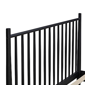 NTC Inno Wooden Bed Frame with Headboard, Solid Oak and Rubber Wood Foundation with Silent Slats and Wood Central Supports, 1000 Lb Capacity, Effortless Assembly, Queen - Burnt Black