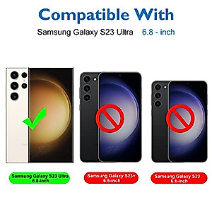 Esanik [2+2Pack] Privacy Screen Protector for Samsung Galaxy S23 Ultra 6.8-inch [NOT for S23 Plus/S23] Anti Spy PET Film(NOT Glass) with Easy Installation Frame + Camera Lens Protector Fingerprint ID Compatible