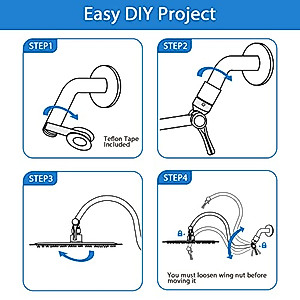 PDPBath Shower Extension Arm, 12" Upgrade Stainless Steel Shower Head Shower Head Extender, Adjustable Height Extended with G1/2 Universal Connection for Vertical Rainfall Shower Head - Chrome