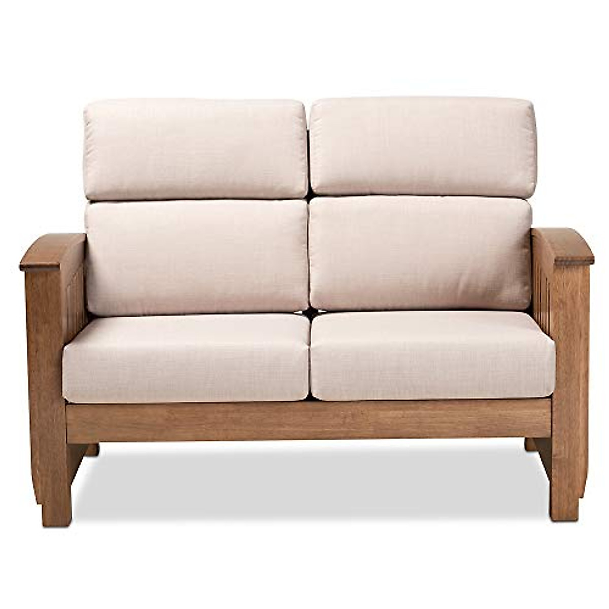 Baxton Studio Loveseats, Taupe/Walnut Brown