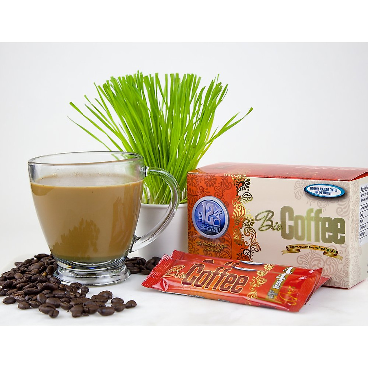 Bio Coffee- NEW! - First Organic Instant Non-dairy Alkaline Coffee (12 Sachet Box)