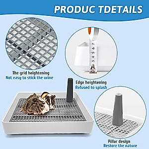 Tfwadmx Guinea Pig Litter Pan with Grid Large Rabbit Litter Box Small Animal Potty Trainer Bunny Corner Tray Toilet with Scoop for Chinchilla Guinea Pigs Ferret Hedgehog