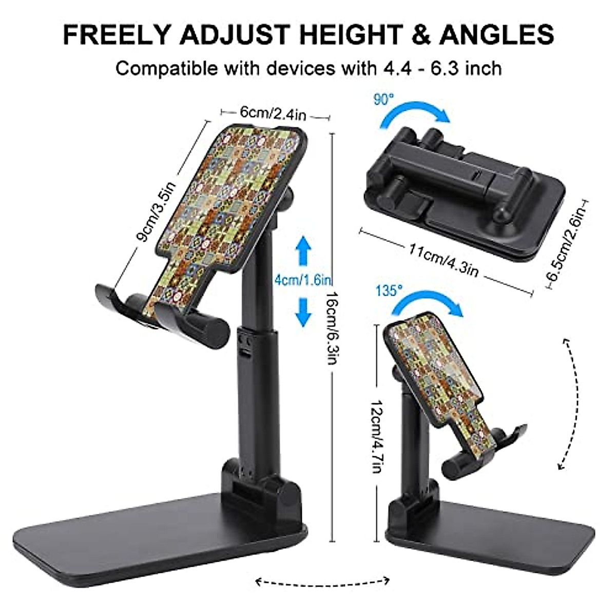 Morocco Ethnic Pattern Cell Phone Stand Foldable Tablet Holder Adjustable Cradle Desktop Accessories for Desk