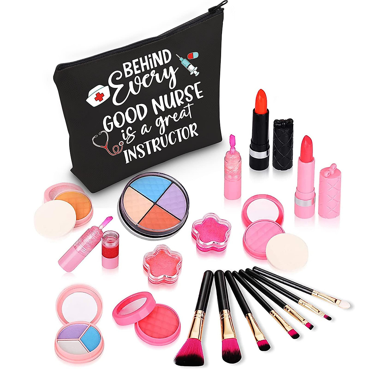 ZJXHPO Nurse Educator Survival Kit Behind Every Good Nurse Is A Great Instructor Makeup Bag With Zipper Nurse Teacher Appreciation Gift (BL Nurse Instructor)