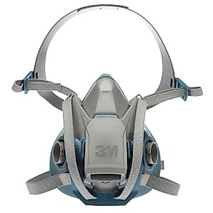 3M Rugged Comfort Quick Latch Half Facepiece Reusable Respirator 6502QL, NIOSH, Cool Flow Exhalation Valve, Bayonet Connection, Silicone Face Seal, for Gases, Vapors, Dust, Maintenance, Construction,M
