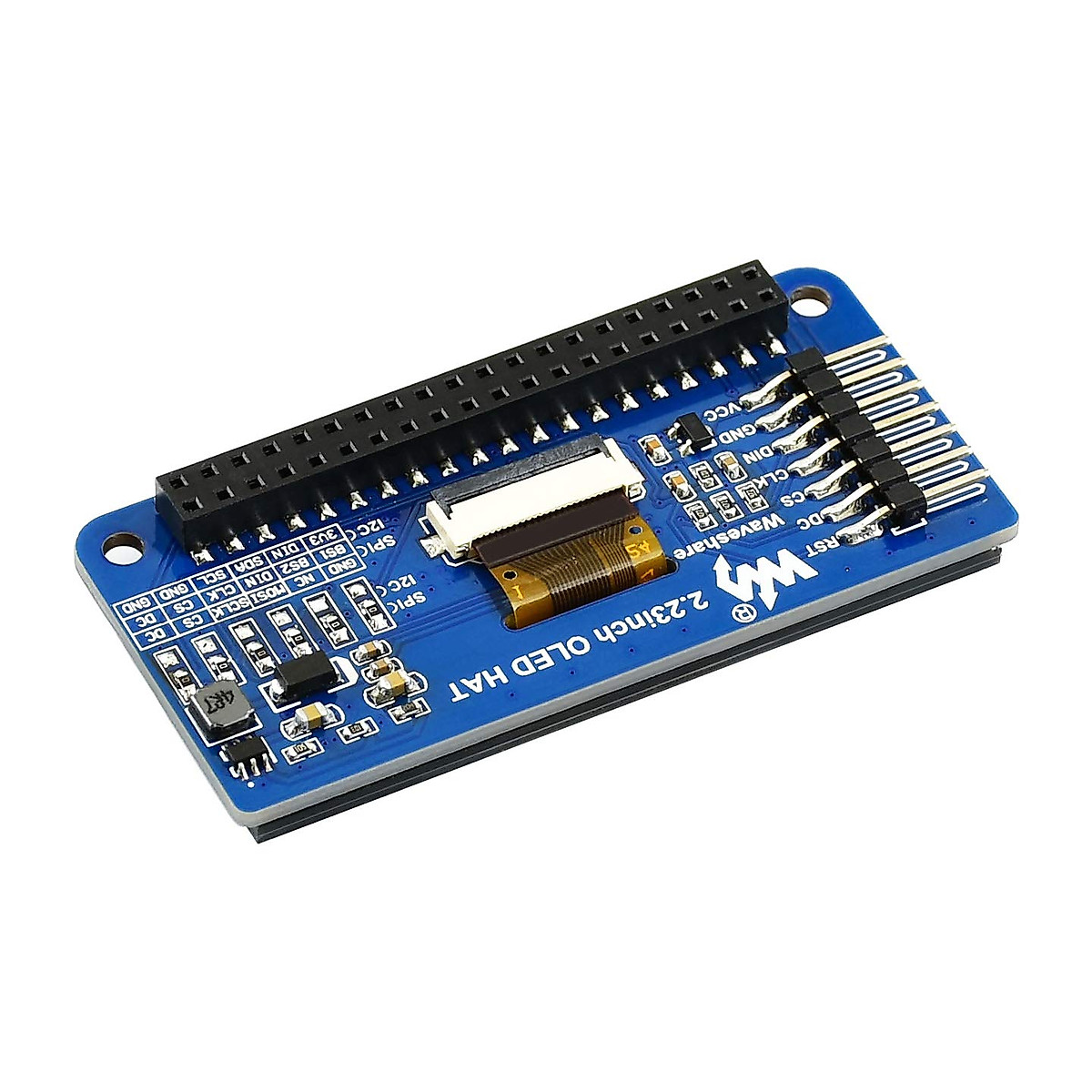 2.23 inch OLED Display HAT Compatible with Raspberry Pi/Jetson Nano/Arduino/STM32, 128×32 Pixels SPI I2C OLED with SSD1305 Driver