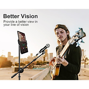 elitehood Floor Tablet Stand & Boom Mic Stand, 68in Height Adjustable iPad Holder Stand, Portable Tripod Microphone Stand for Singing, Compatible with iPad Pro Air Mini and 4-12.9’’ Phones & Tablets