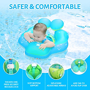 LAYCOL Baby Swimming Pool Float with Removable UPF 50+ UV Sun Protection Canopy,Toddler Inflatable Pool Float for Age of 3-36 Months,Swimming Trainer (Blue, L)