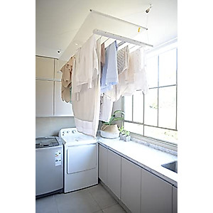 Höllsen Ceiling Mounted Clothes Drying Rack Made of Aluminium Perfect Design for Laundry Room