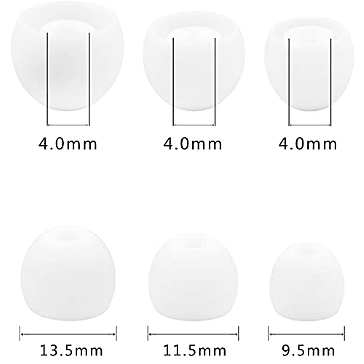 ALXCD Ear Tips Compatible with Senso Headphones, S/M/L 3 Sizes 6 Pairs Replacement Soft Silicone Earbud Tips Eartips, Replacement for Senso Earbuds, White