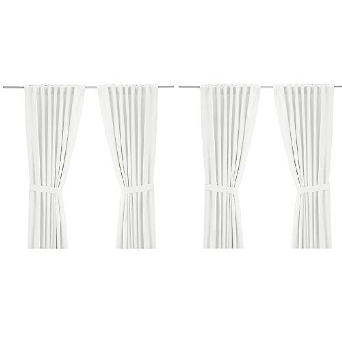 IKEA Ritva 401.119.92 White Curtain Set, 2 Panels with Tie-Backs - Size: W: 57" x L98, 100% Cotton, Pair of 2