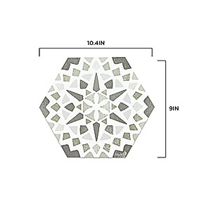 FloorPops 9" x 10.4" Ribera Peel & Stick Hexagon Vinyl Floor Tiles (10 Tiles), (4.5 sqft/Carton), Gray